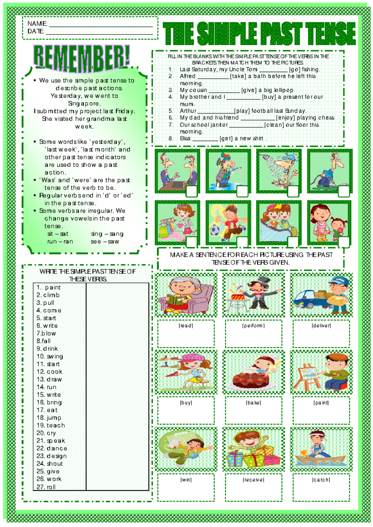 The Simple Past Tense - osjsosjjsojsosj - WRITE THE SIMPLE PAST TENSE ...