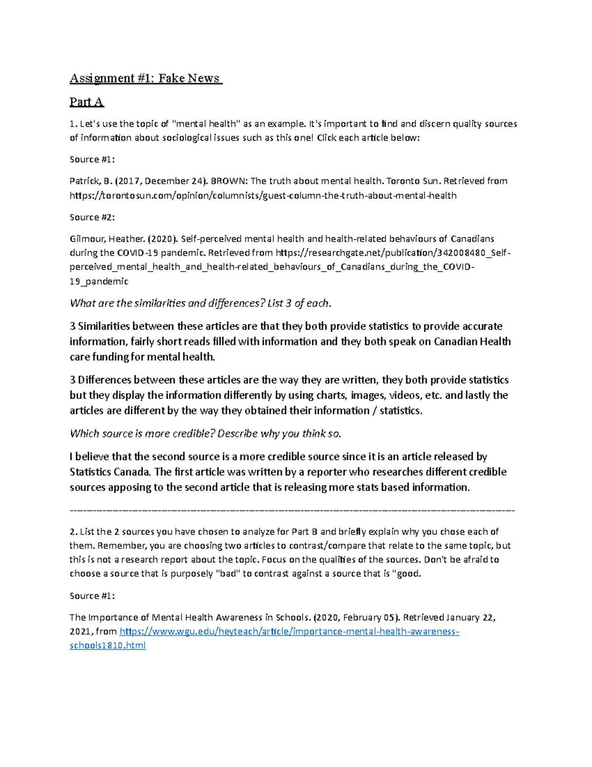 Fake News Part A - course assignment - Assignment #1: Fake News Part A ...