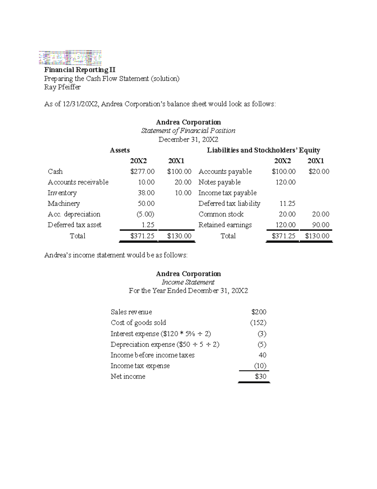 Cash flow statement simple problem (solution) - Financial Reporting II ...
