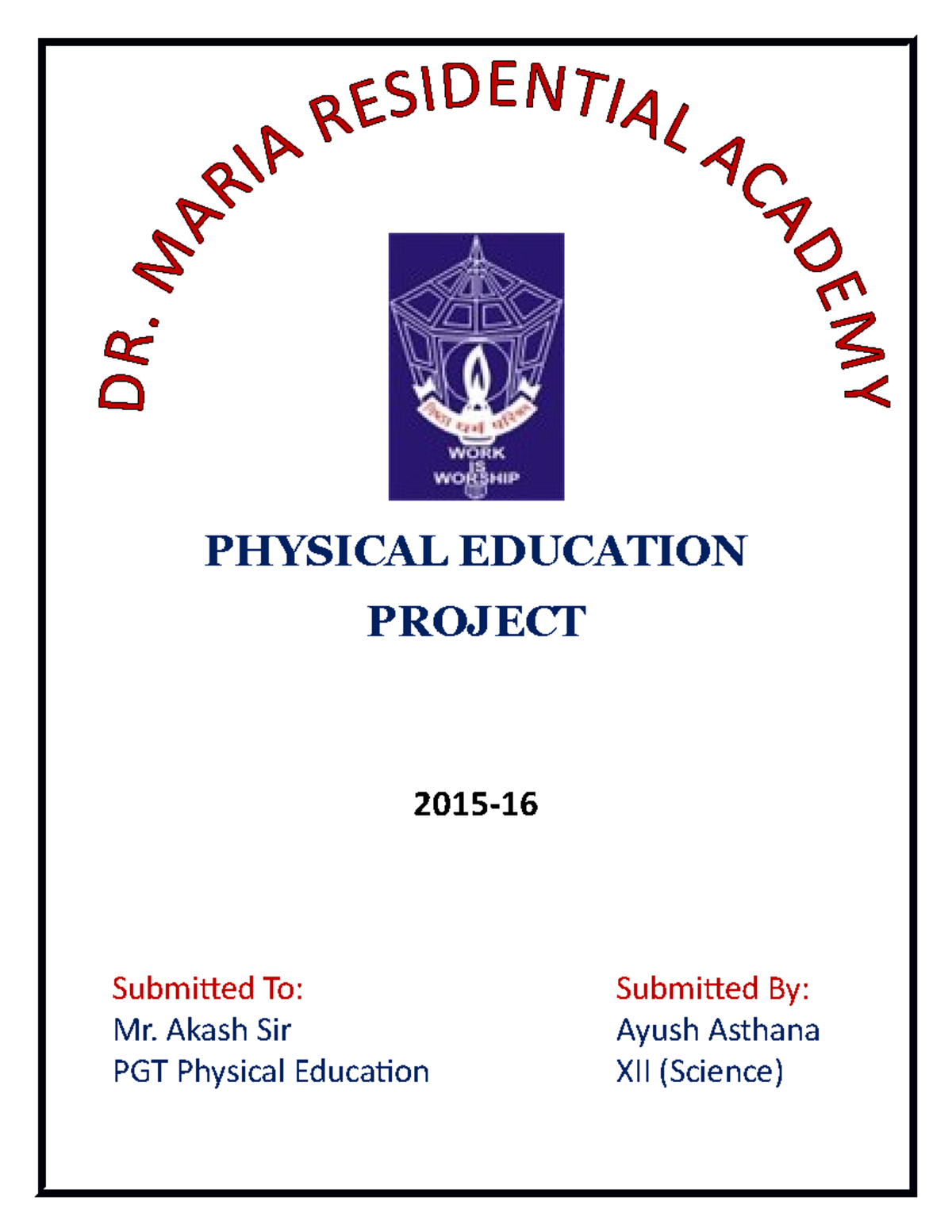 Physical Education Project dr. maria - PHYSICAL EDUCATION PROJECT 2015 ...