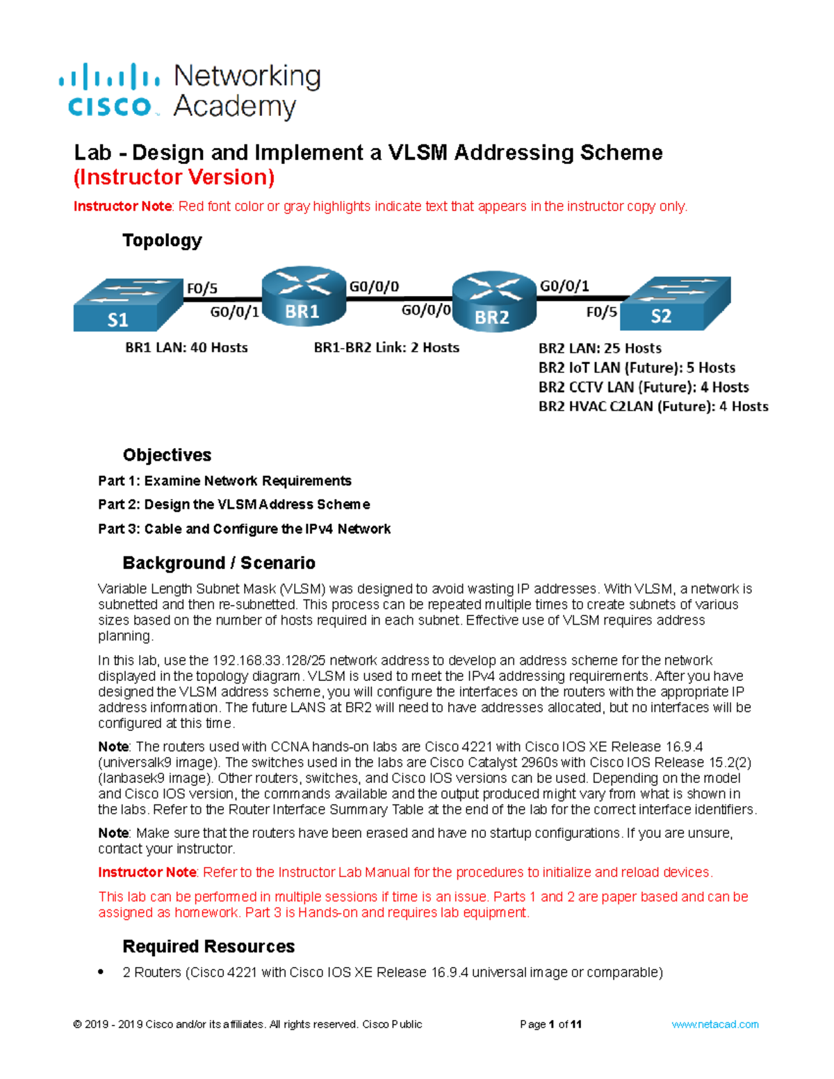 Week 2 Lab.2 - Design and Implement a VLSM Addressing Scheme - ILM - (Instructor Version ...