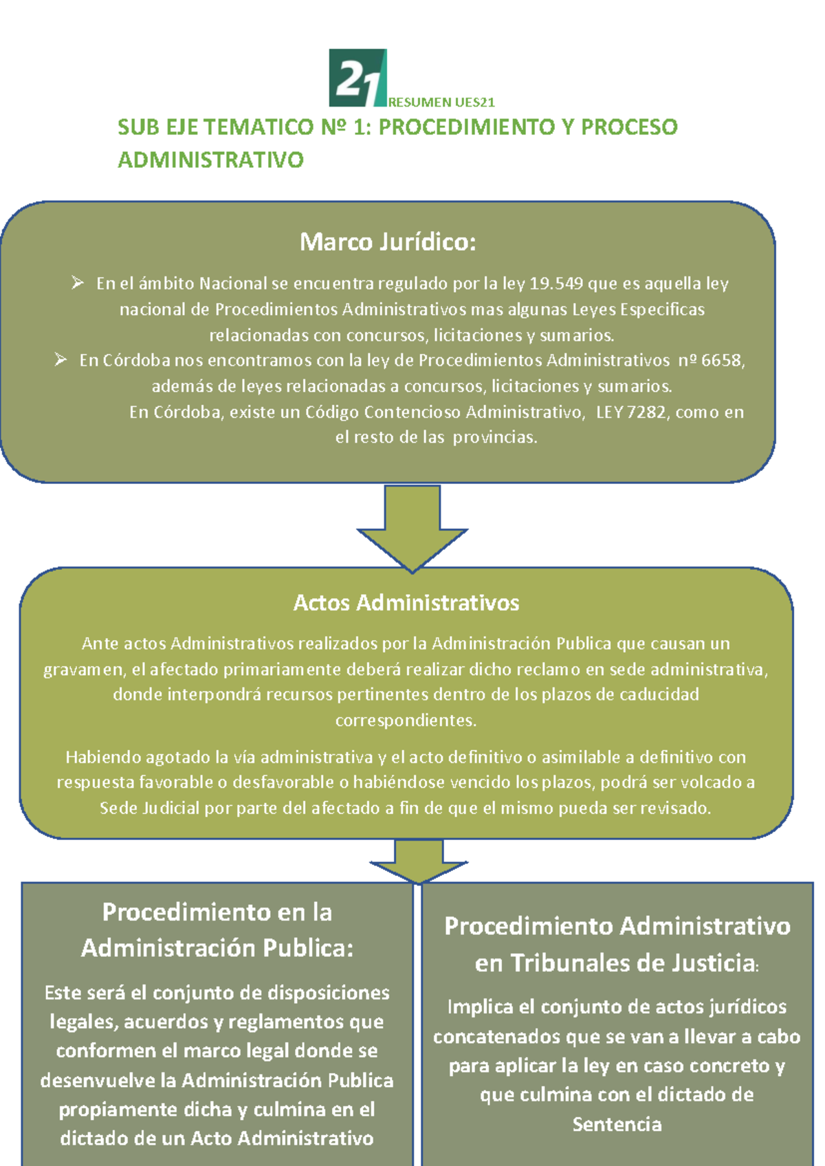 Derecho Procesal Publico M.C Resumen UES21 - SUB EJE TEMATICO Nº 1: PROCEDIMIENTO Y PROCESO ...