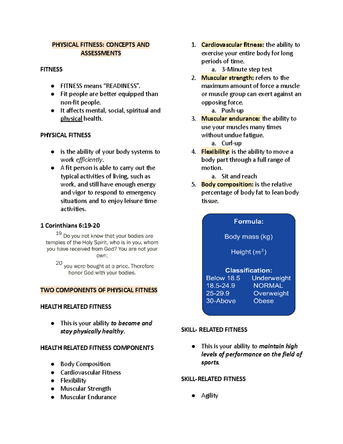 Physical- Fitness- Reviewerdocx - PHYSICAL FITNESS: CONCEPTS AND ...