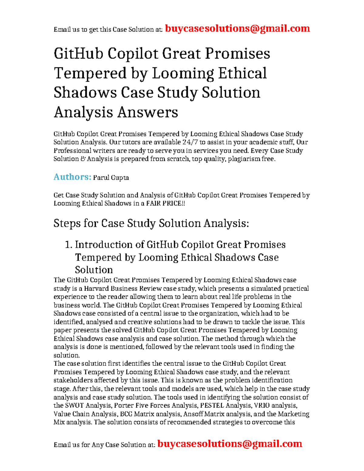 Case Solution Git Hub Copilot Great Promises Tempered by Looming ...