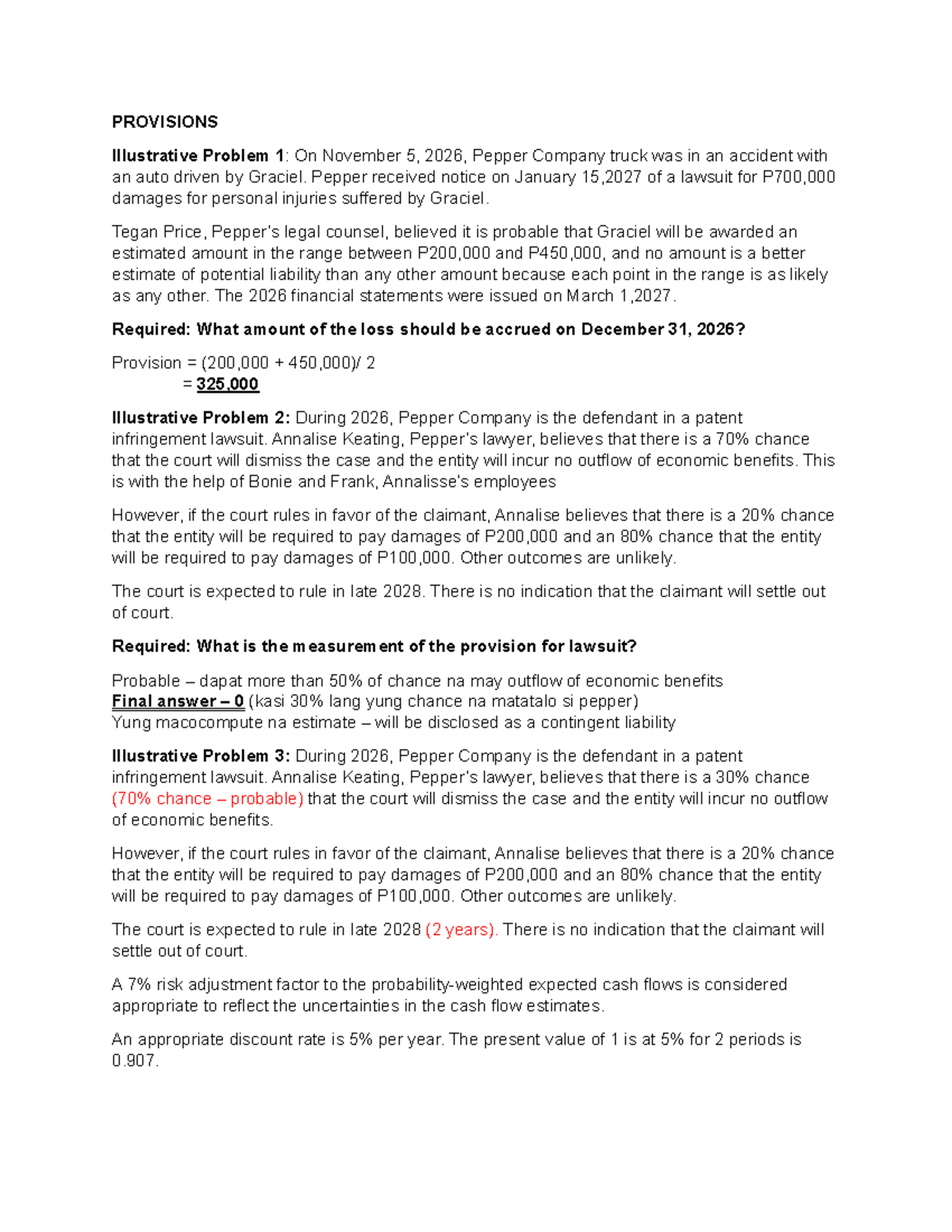 Intermediate Accounting 2 - Chapter 4 Provisions - BS accountancy - Studocu