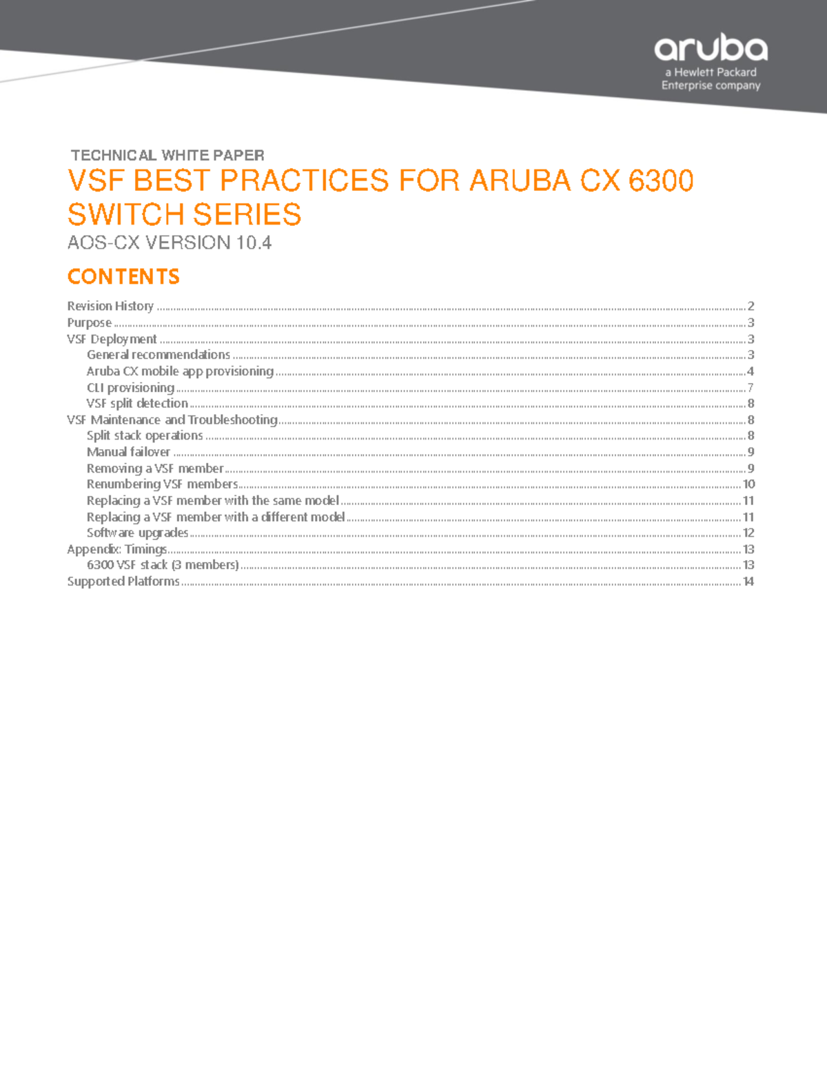 AOS-CX VSF Best Practices - SWITCH SERIES VSF BEST PRACTICES FOR ARUBA CX AOS-CX VERSION 10 ...