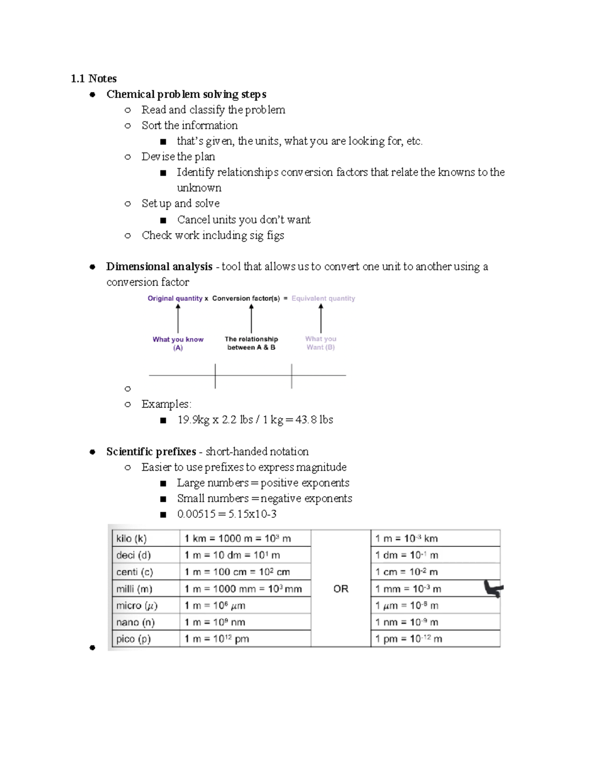 CHEM 131 Notes - 1 Notes Chemical problem solving steps Read and ...