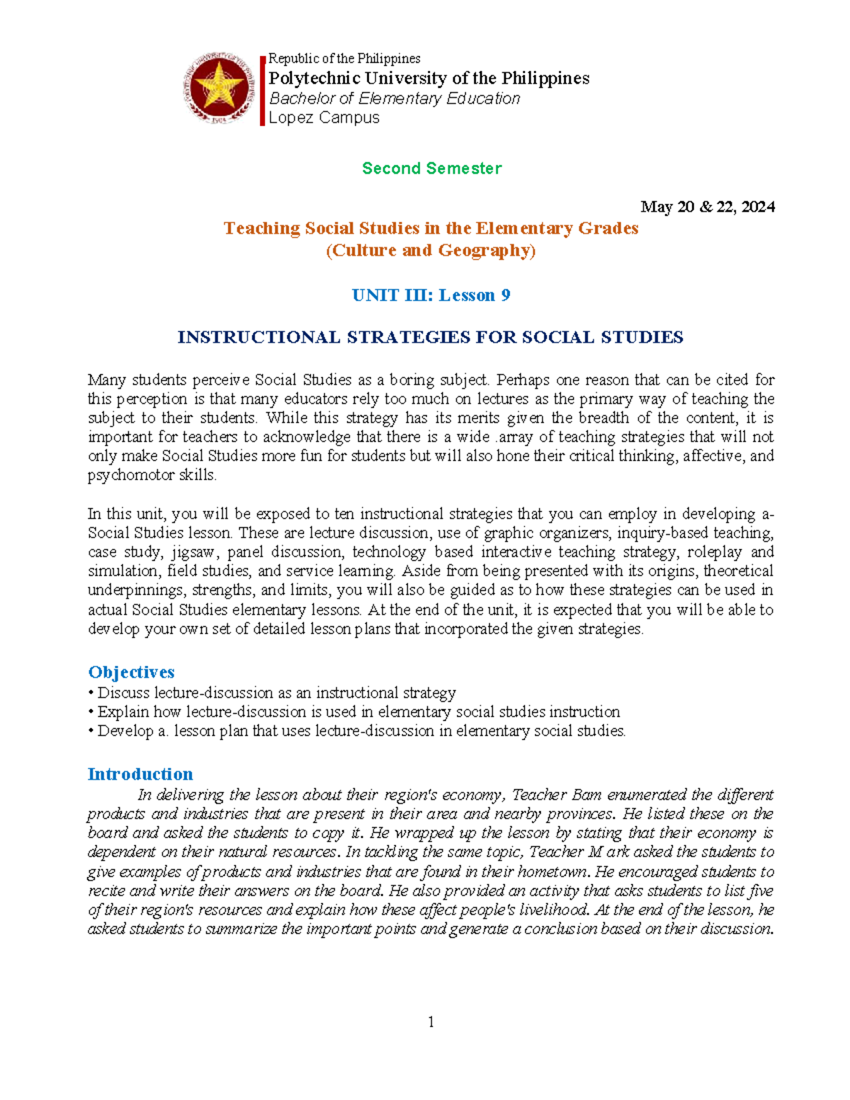 Lesson-9- Finals - Republic of the Philippines Polytechnic University ...