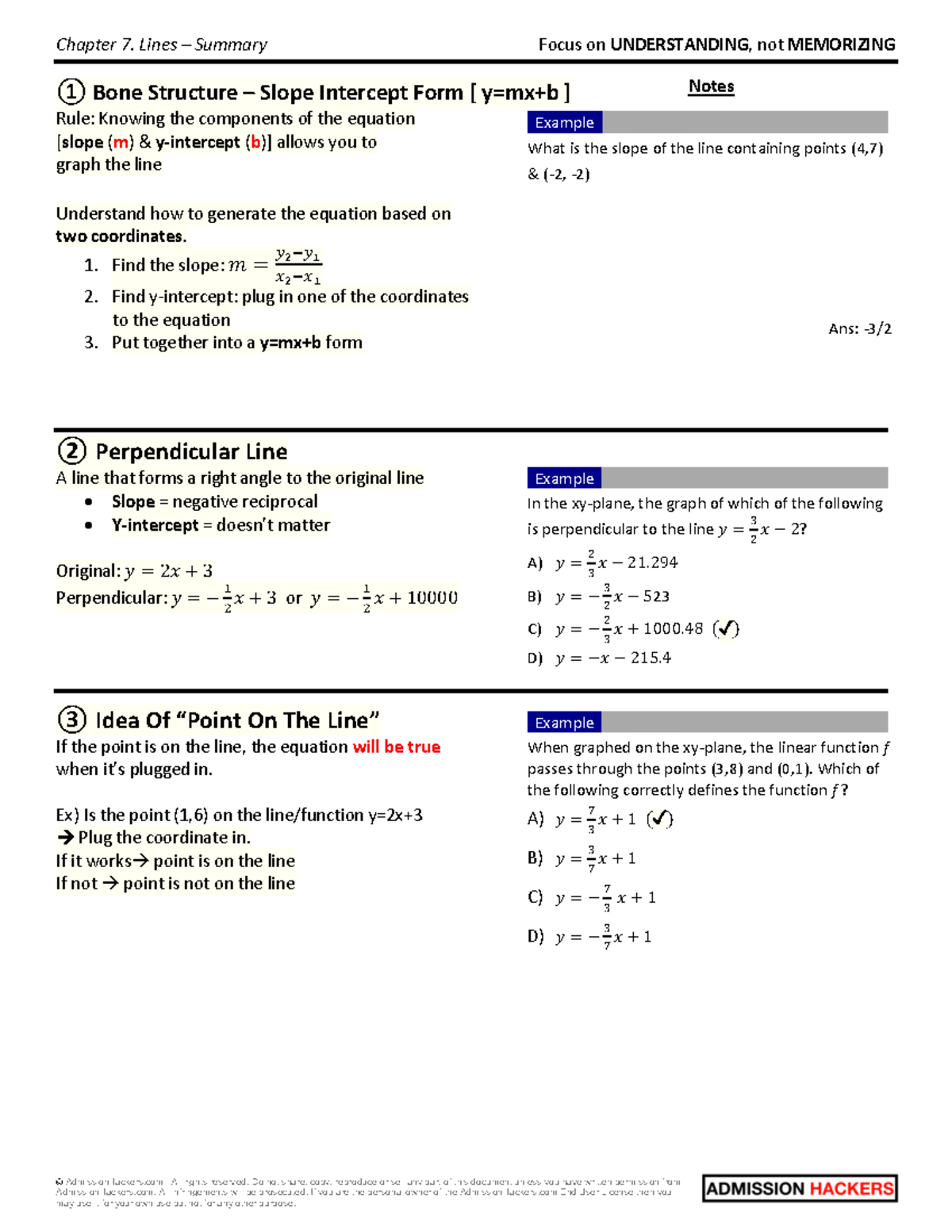 Sat math Lines Summary - Chapter 7. Lines – Summary Focus on ...