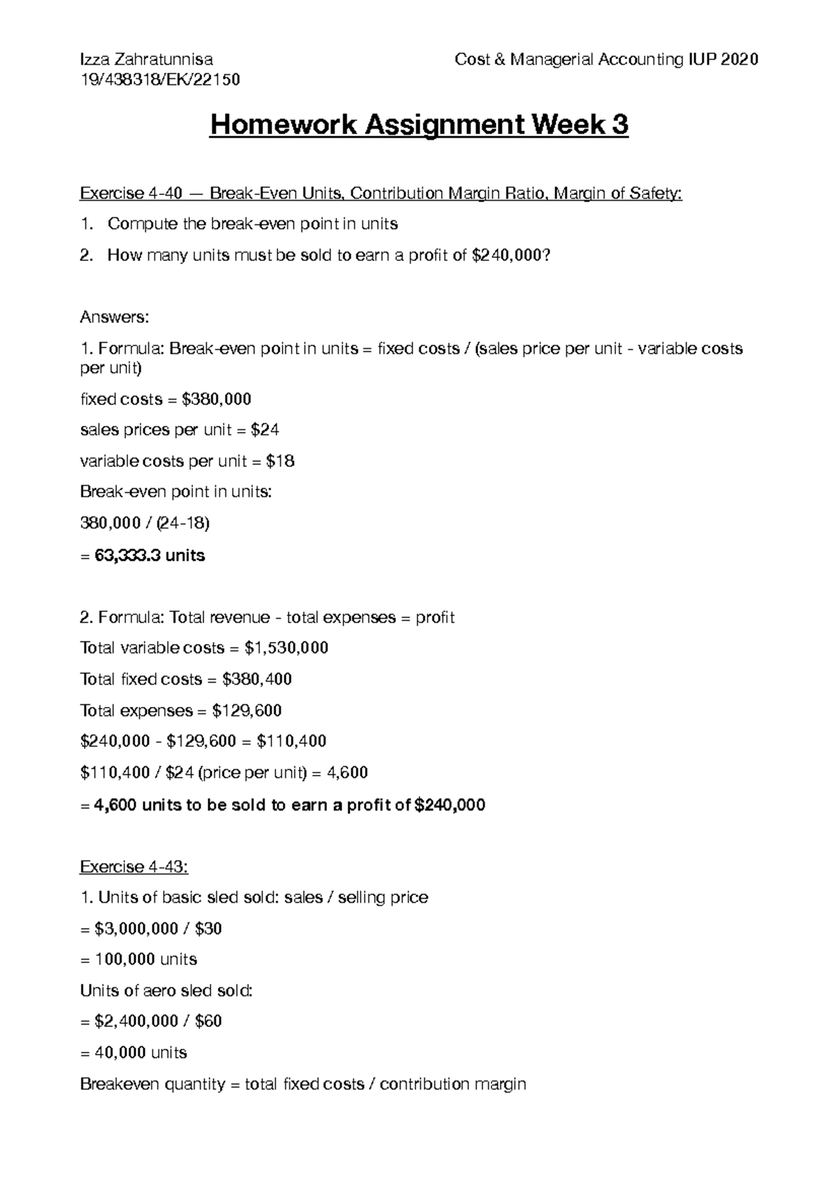 Week 3 - Assignment - Izza Zahratunnisa 19/438318/EK/ Cost & Managerial Accounting IUP 2020 ...
