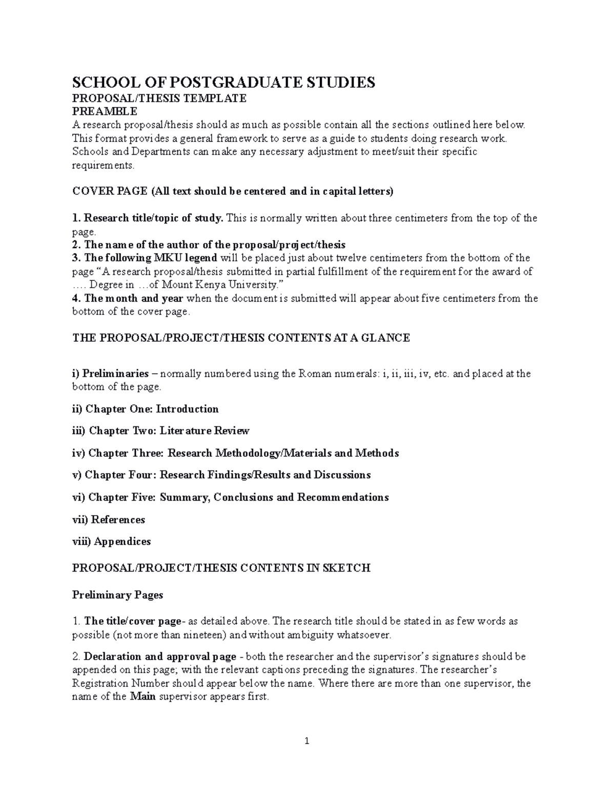Revised Proposal Format 2016 - SCHOOL OF POSTGRADUATE STUDIES PROPOSAL ...