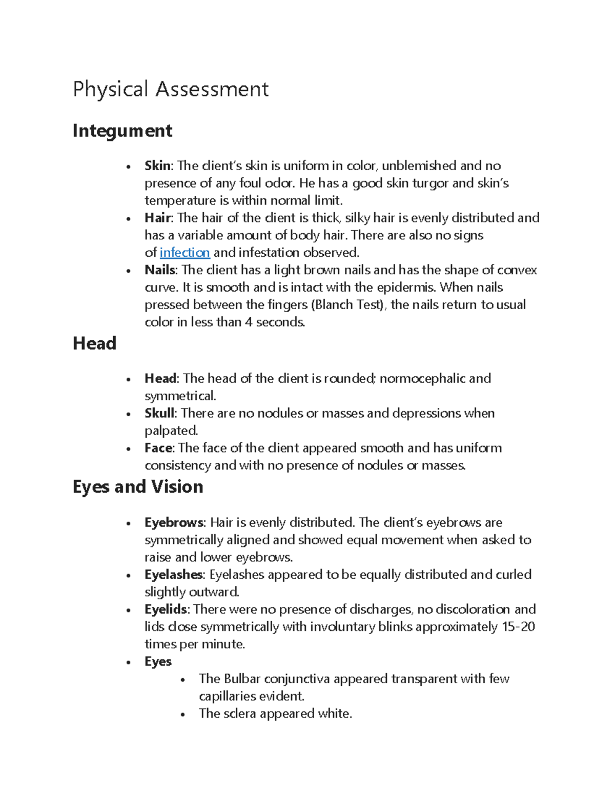 Nurse Labs Documentation for Physical Assessment - Physical Assessment ...