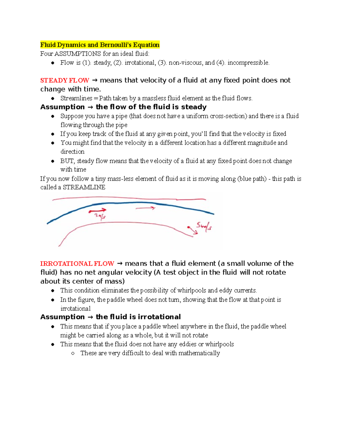 Unit 3 Lecture 5 Equation of Continuity and Bernoulli’s Equation ...
