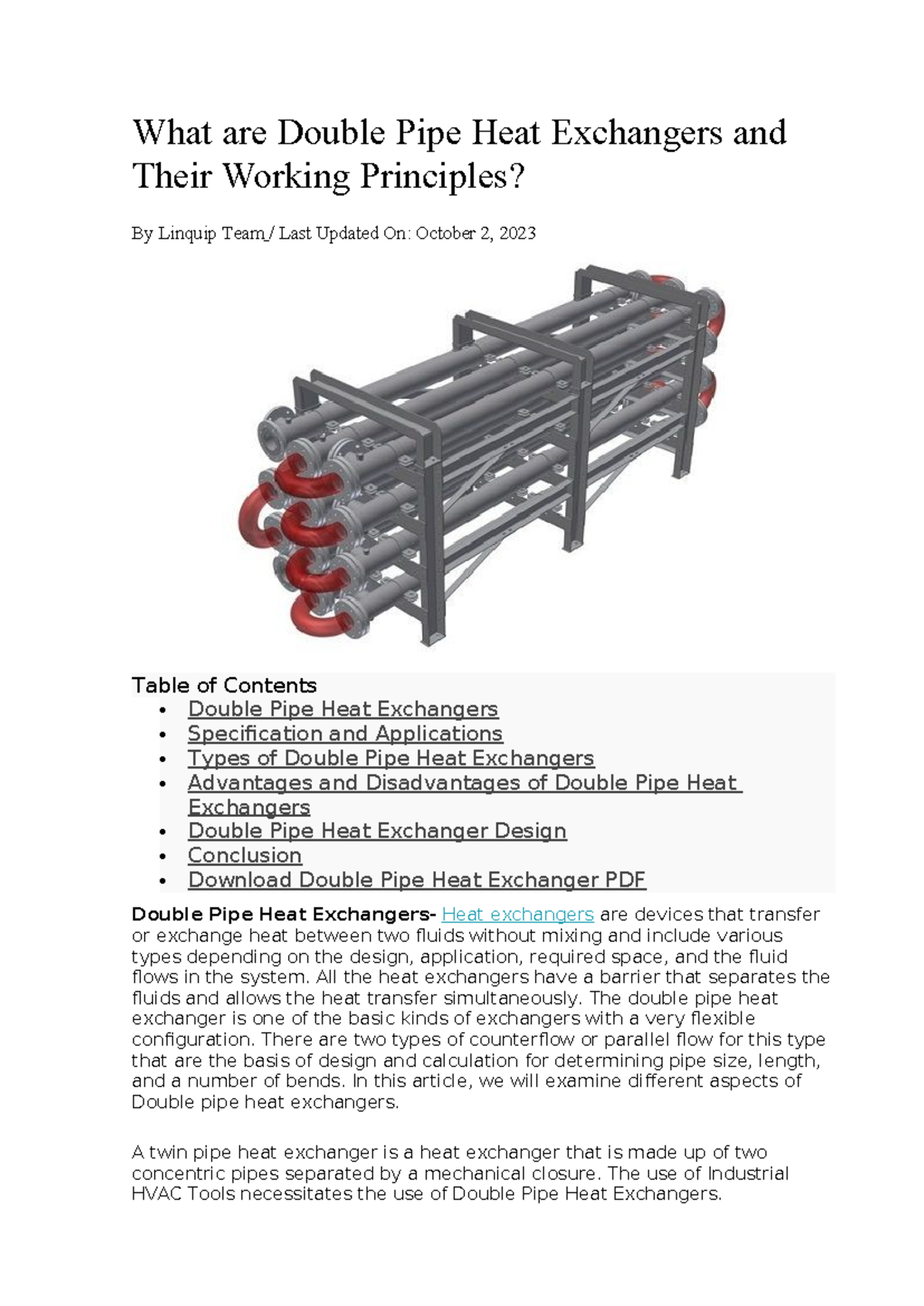 What are Double Pipe Heat Exchangers and Their Working Principles - All the heat exchangers have ...