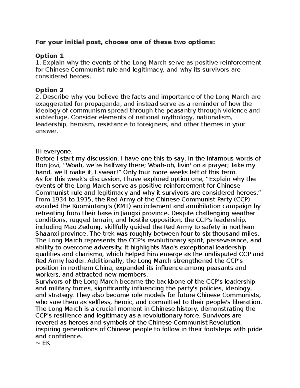 Discussion 4 - For your initial post, choose one of these two options ...