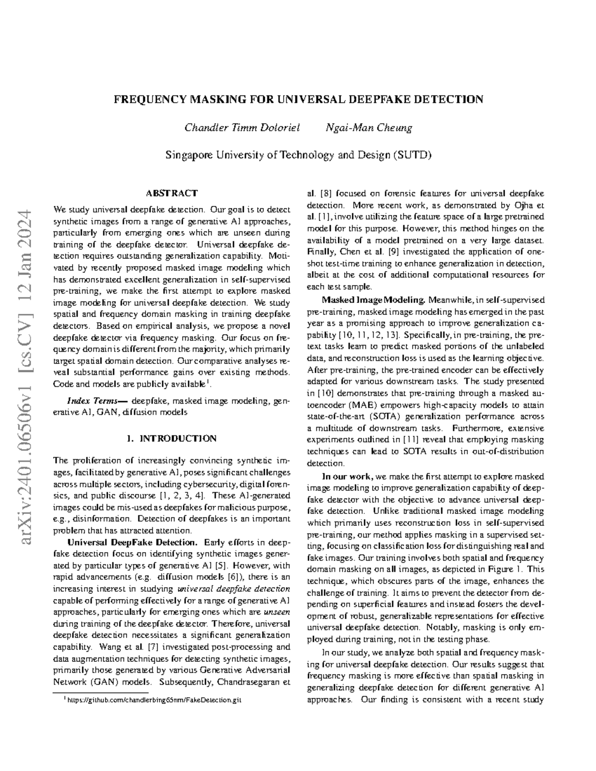 Deepfake detection using on masked image modeling 12jan 2024 ...