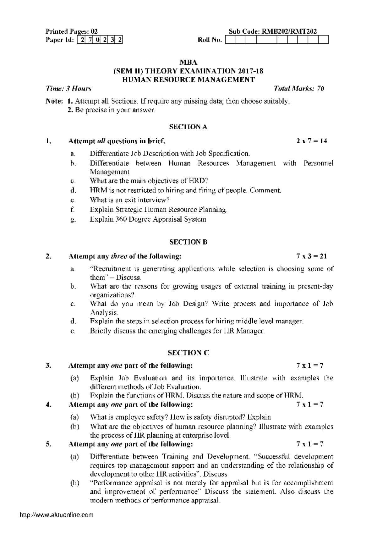 Mba 2 sem human resource management rmb202 2018 - Printed Pages: 02 Sub ...