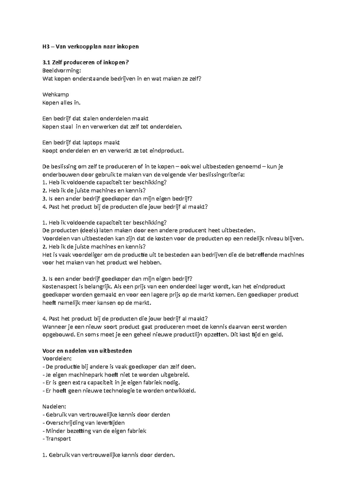 H3 - Van verkoopplan naar inkoopplan - H3 – Van verkoopplan naar ...