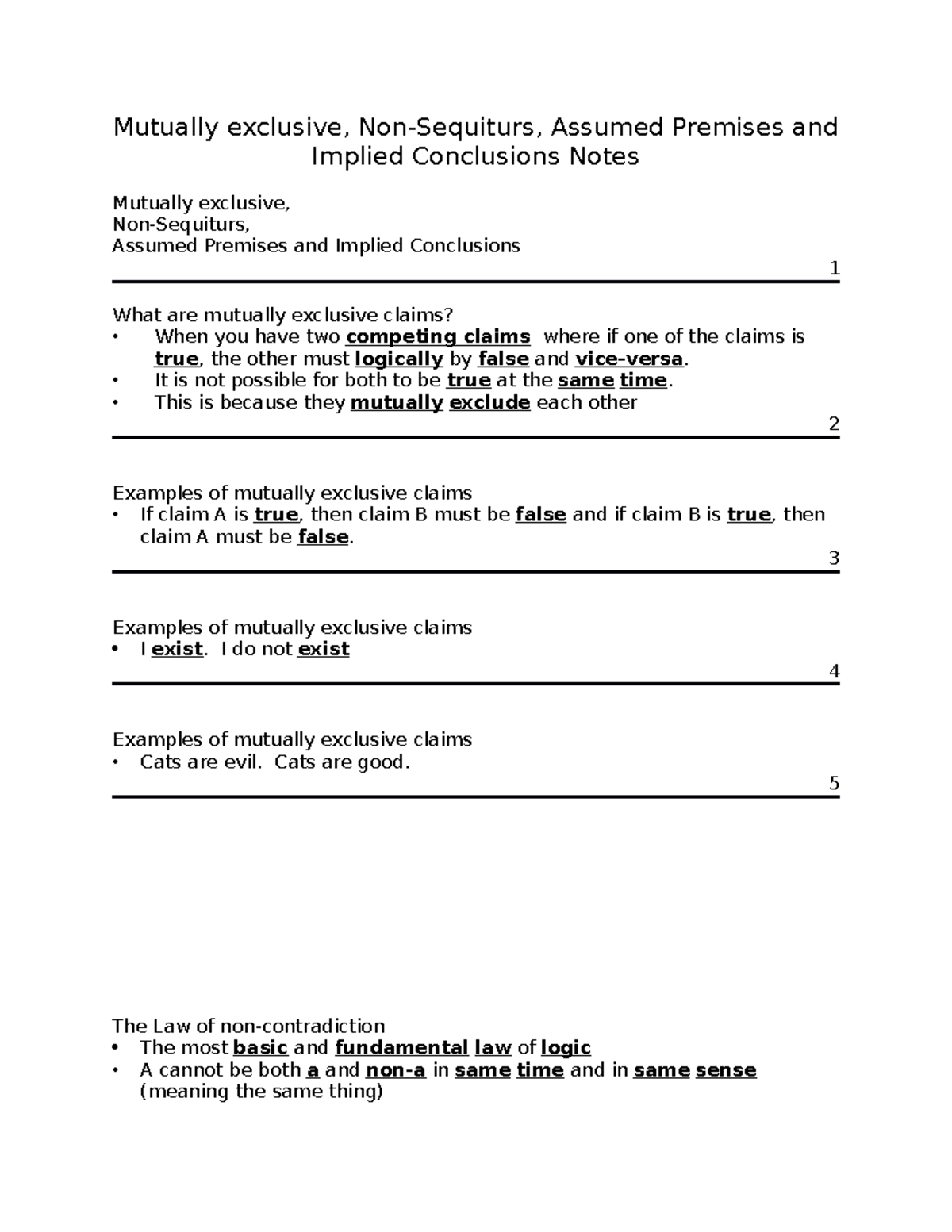 04 PHIL 103 Mutually Exclusive Assumed Premises and Implied Conclusion ...