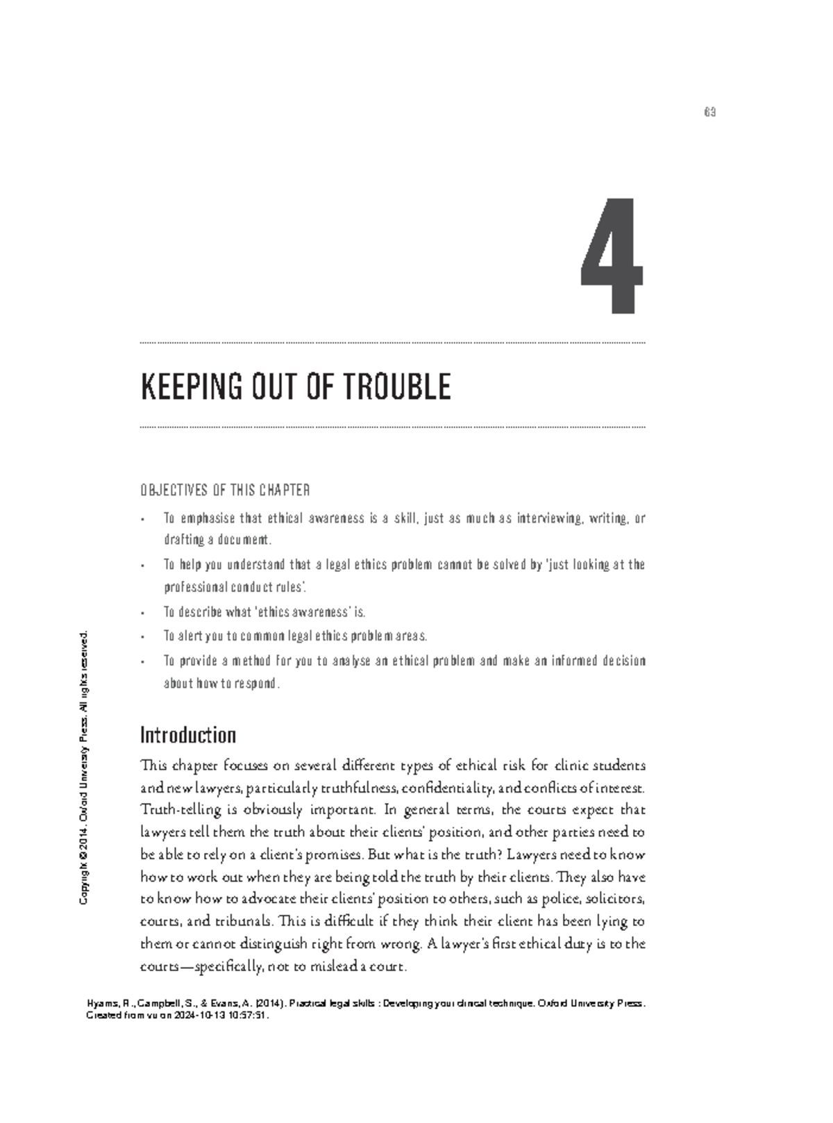 Practical Legal Skills Developing your clinical te - 63 4 KEEPING OUT ...