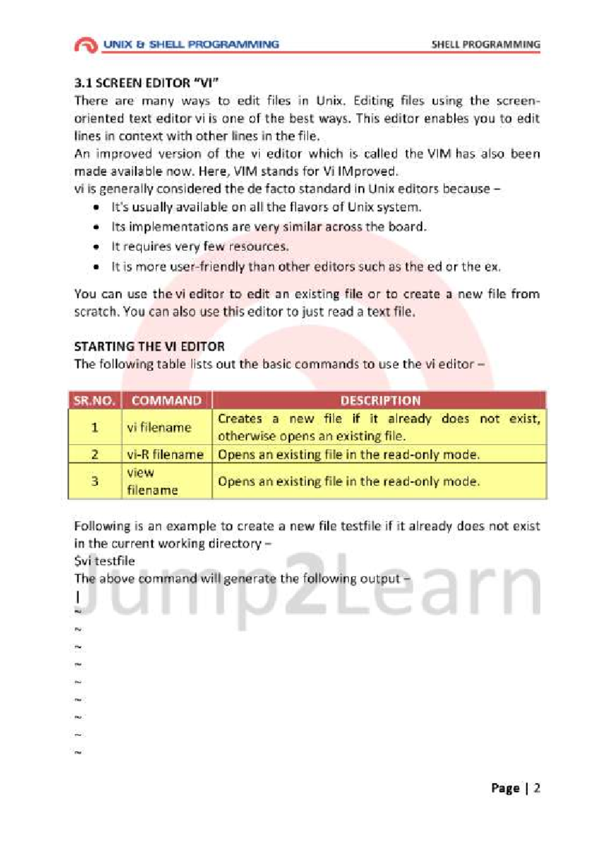 UNIX - 502 Unit-3 - UNIX SHELL PROGRAMMING SHELL PROGRAMMING 3 SCREEN EDITOR There are many ways ...