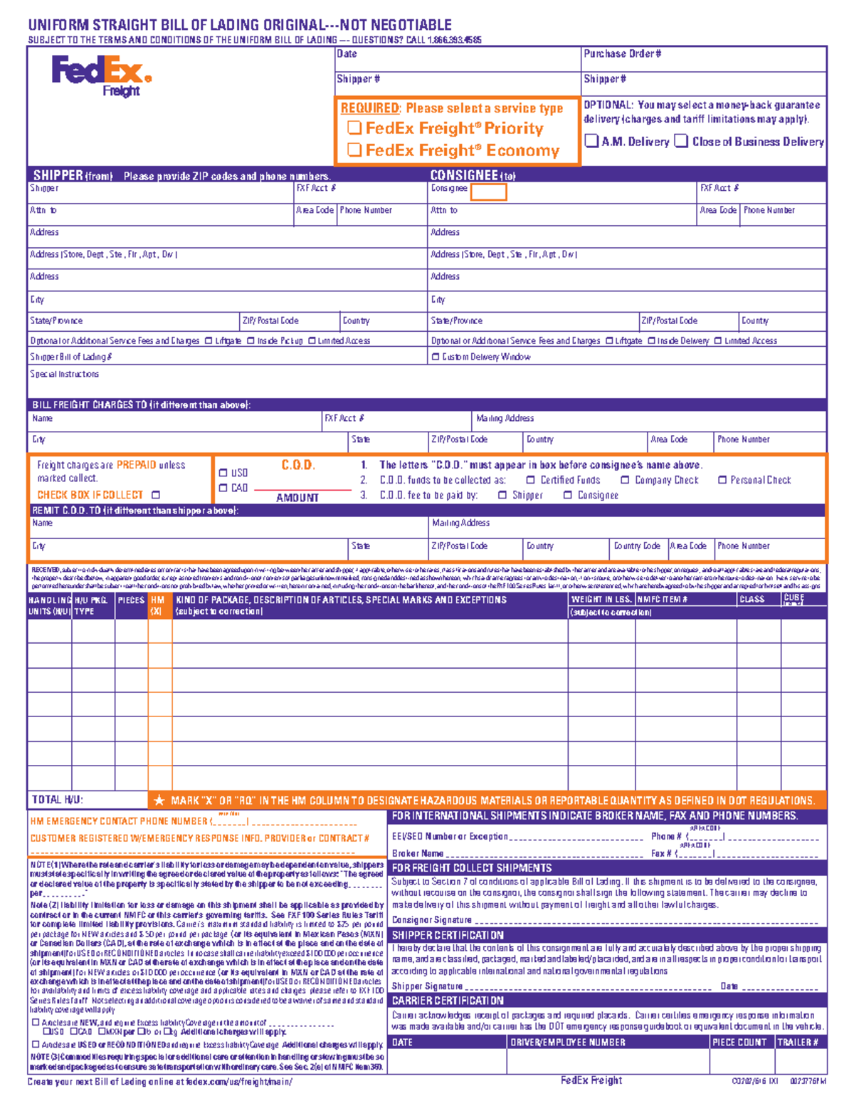 407487875 Fedex Freight Shipping Document - KIND OF PACKAGE ...