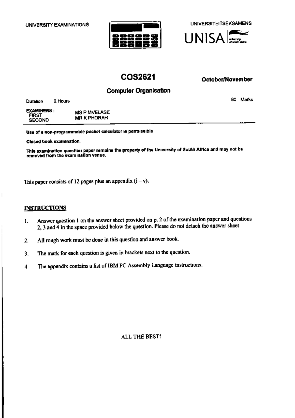 COS2621 October 2019 exam - COS2621 - Studocu