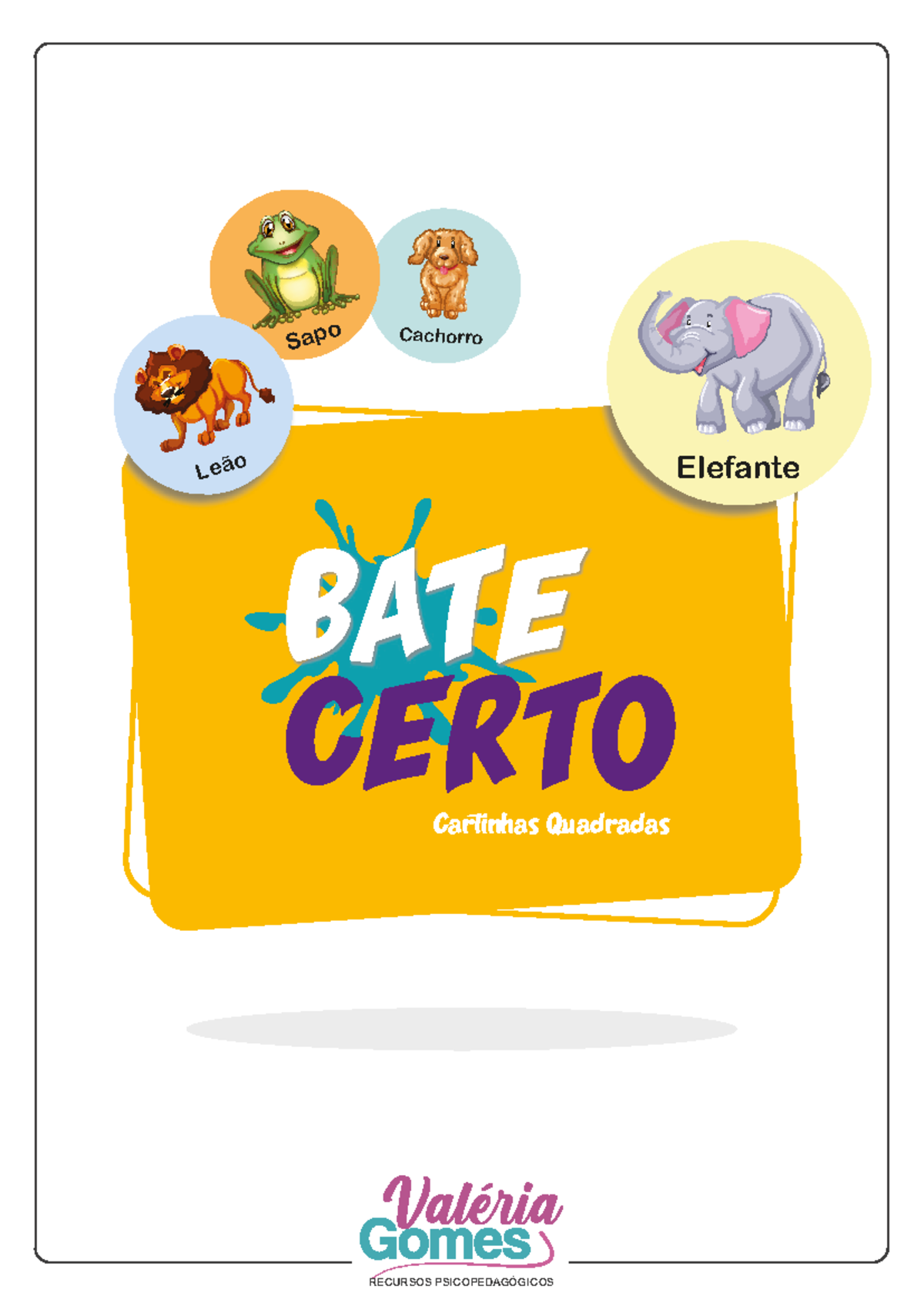 Jogo bate certo animais cartas quadradas recursos valeria gomes - RECURSOS PSICOPEDAGÓGICOS BATE ...