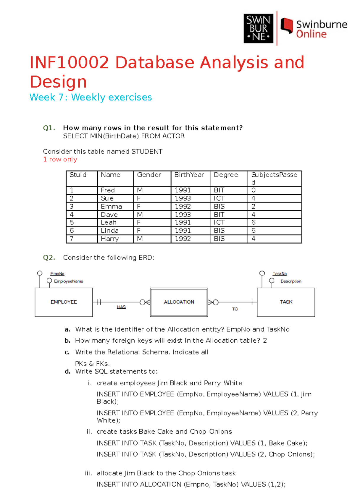 INF10002 Weekly exercises Week 7 - INF10002 Database Analysis and ... INF10002 Weekly exercises Week 7 - INF10002 Database Analysis and ...