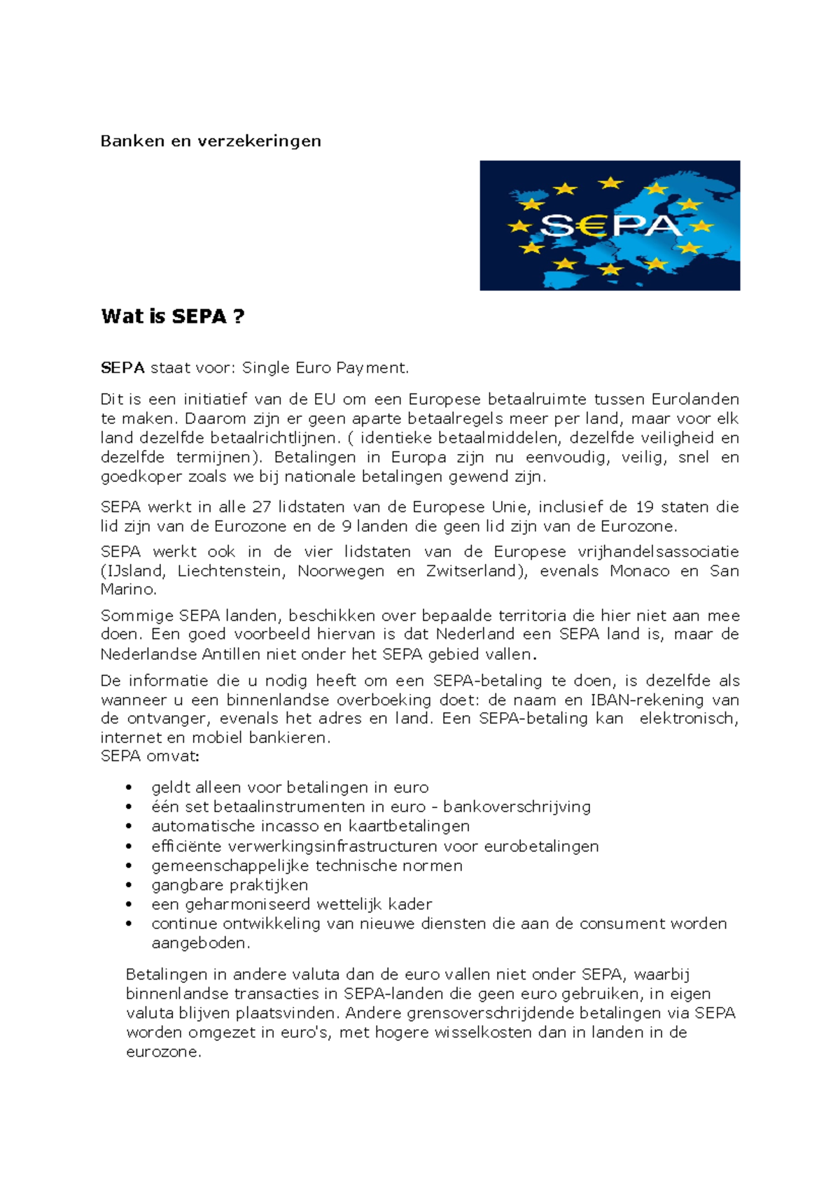 SEPA 2022 - Alles over SEPA - Banken en verzekeringen Wat is SEPA? SEPA ...