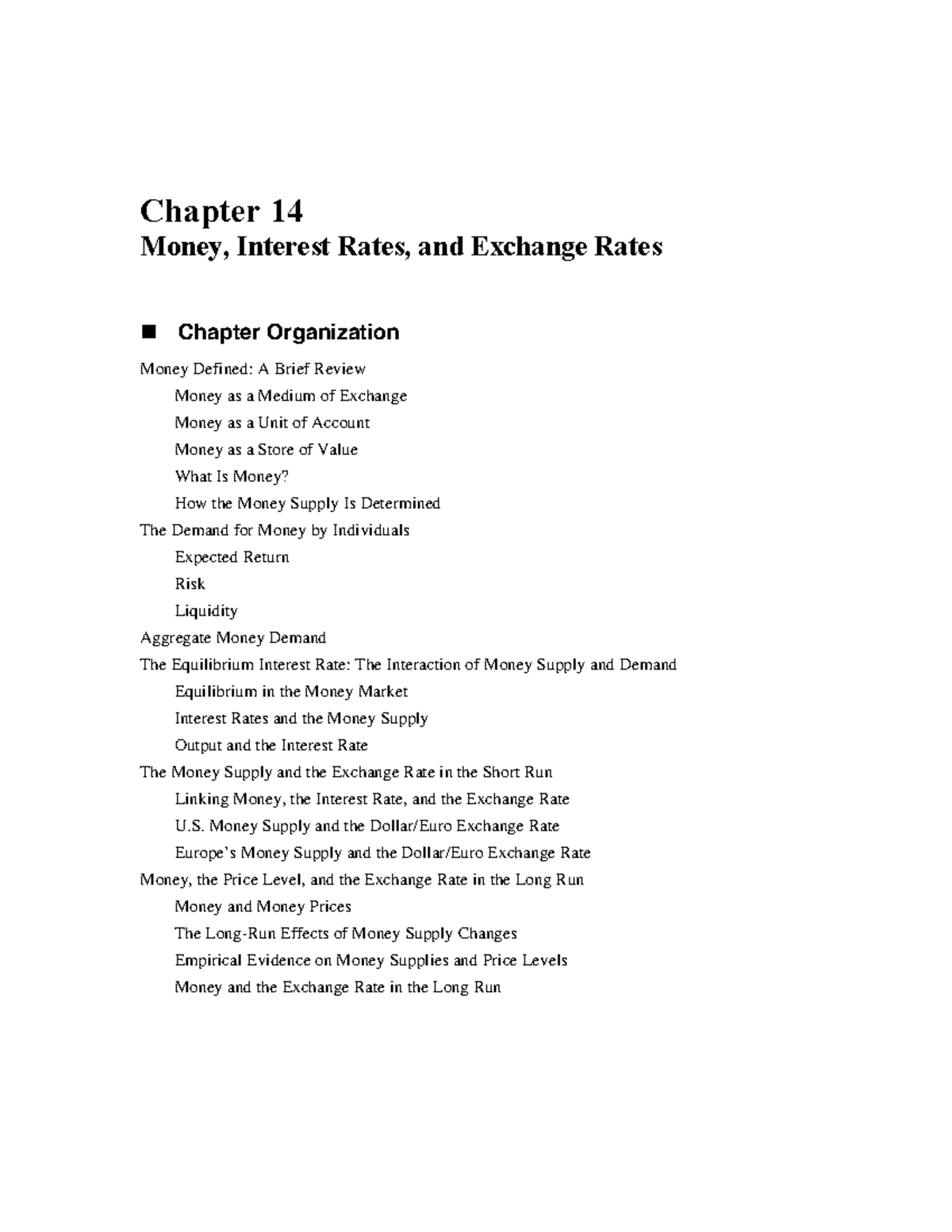 Chapter 14 - international economic - Chapter 14 Money, Interest Rates ...