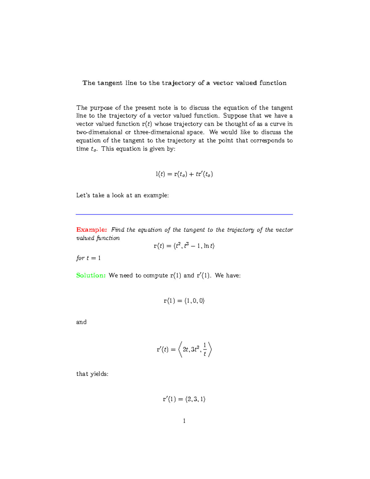 Vector Valued Functions Suppose That We Have A Vector Valued Function