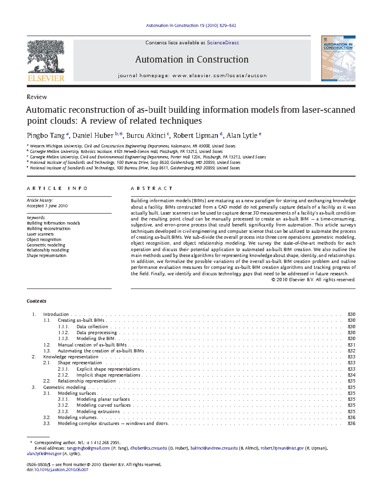 Automatic reconstruction of as-built building information models from ...