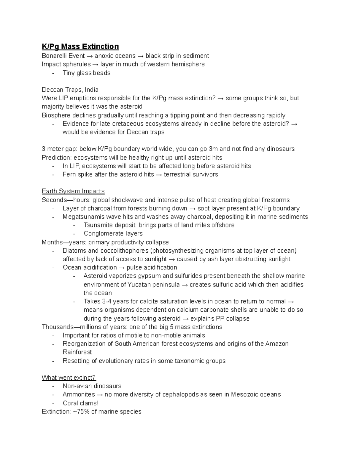 K Pg Mass Extinction - Lecture notes 20 - K/Pg Mass Extinction ...