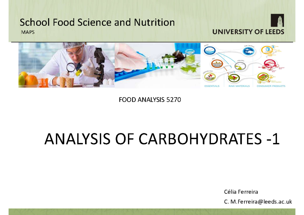 4 Analysis of carbohydrates - School Food Science and Nutrition MAPS ...