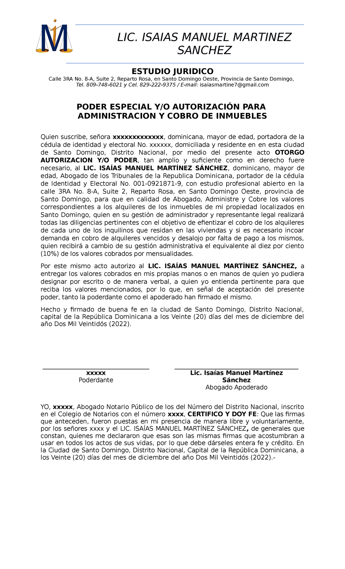 Poder PARA ADM Inmuebles mustra - LIC. ISAIAS MANUEL MARTINEZ SANCHEZ ...