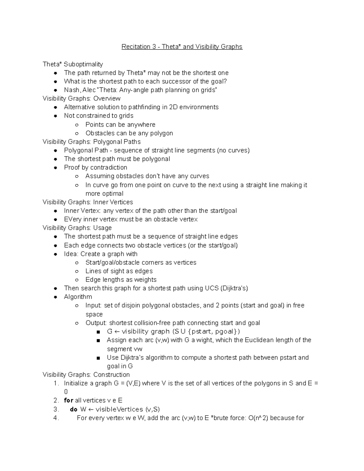 Recitation 3 - Theta and Visibility Graphs - Recitation 3 - Theta* and ... Recitation 3 - Theta and Visibility Graphs - Recitation 3 - Theta* and ...