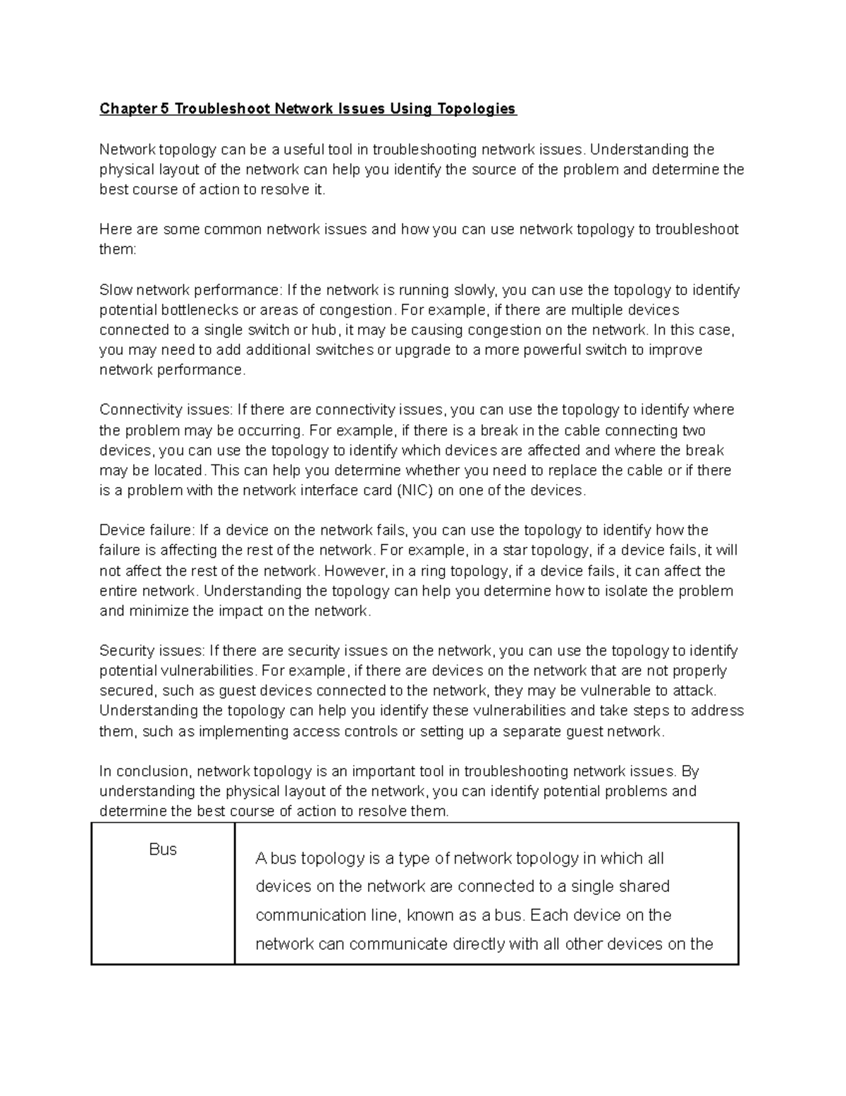 Chapter 5 Troubleshoot Network Issues Using Topologies - Chapter 5 ...