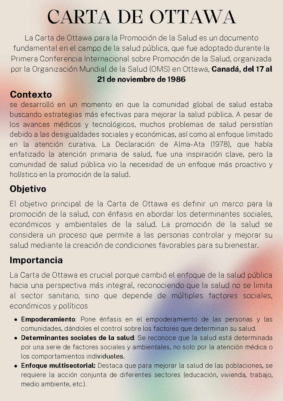 Infografia Carta de ottawa - CARTA DE OTTAWA La Carta de Ottawa para la ...