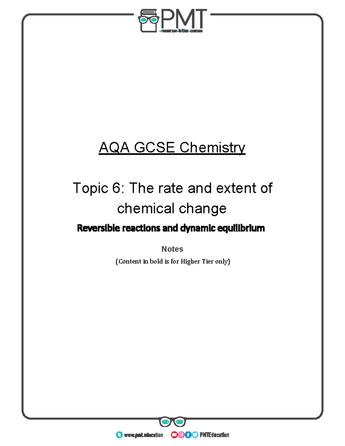 6 2 Reversible Reactions And Dynamic Equilibrium Aqa Gcse Chemistry