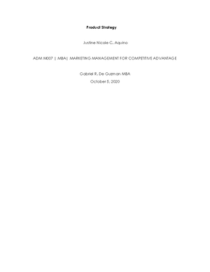 Organizational corporate strategy - ADM M007 – Marketing Management for ...