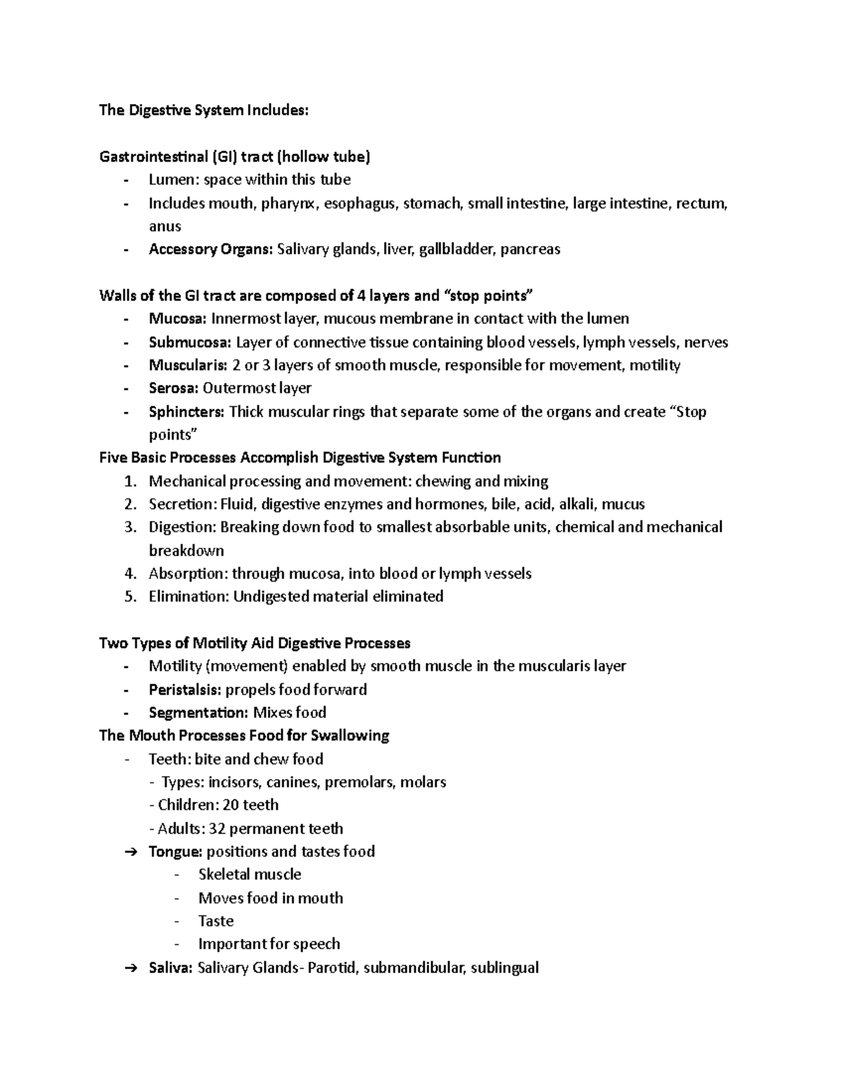 Digestive System BIO - The Digestive System Includes: Gastrointestinal ...