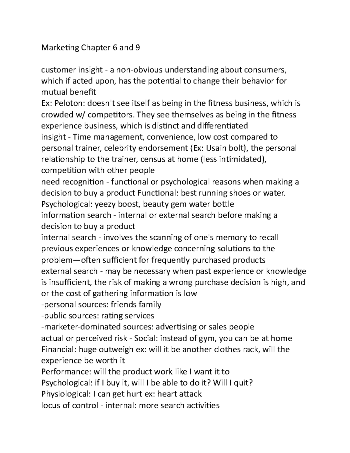 Marketing Chapter 6 and 9 - Marketing Chapter 6 and 9 customer insight ...