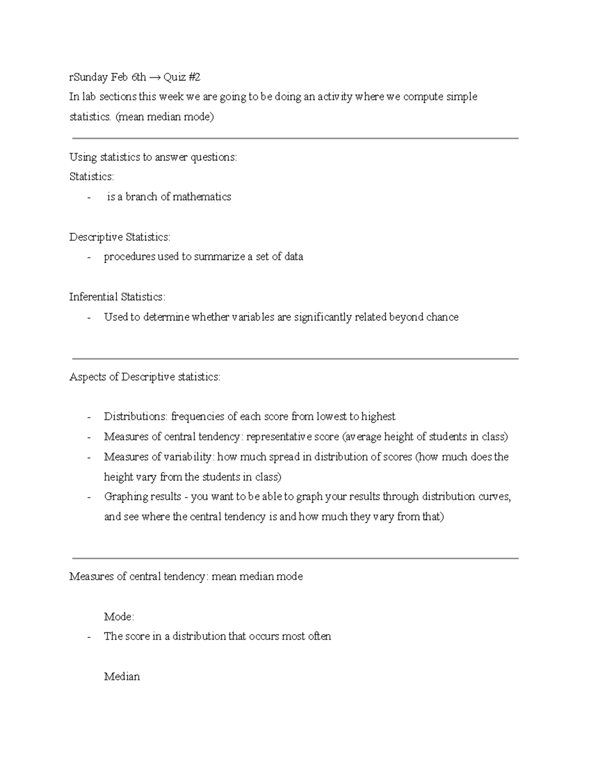 Lecture Notes ~ Jan 31st, 2022 - rSunday Feb 6th → Quiz # In lab ...
