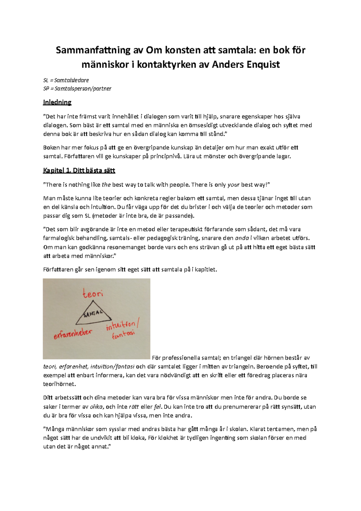 Sammanfattning av Om konsten att samtala- en bok för människor i ...