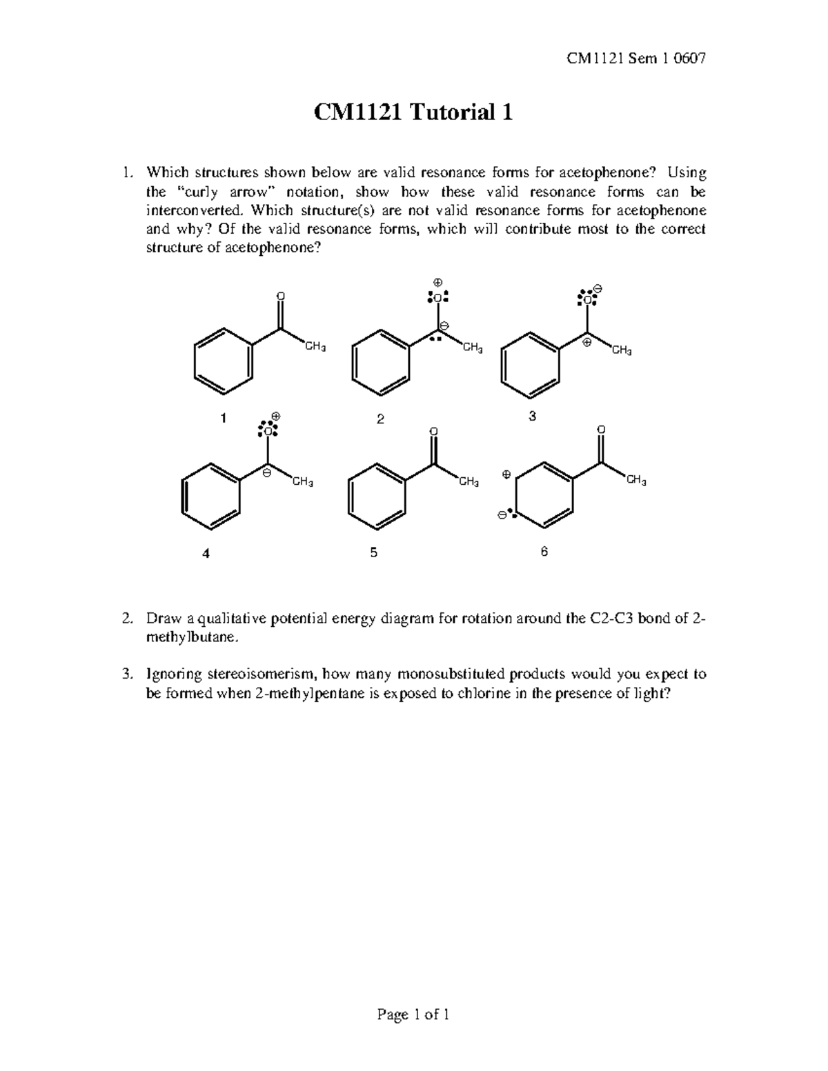Acetophenone Resonance Structures