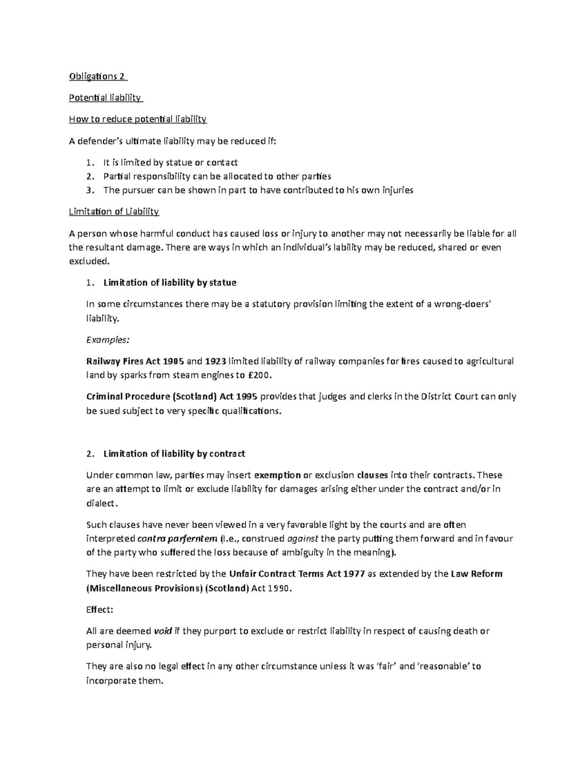 Topic 6 - Potential Liability - Obligations 2 Potential liability How ...