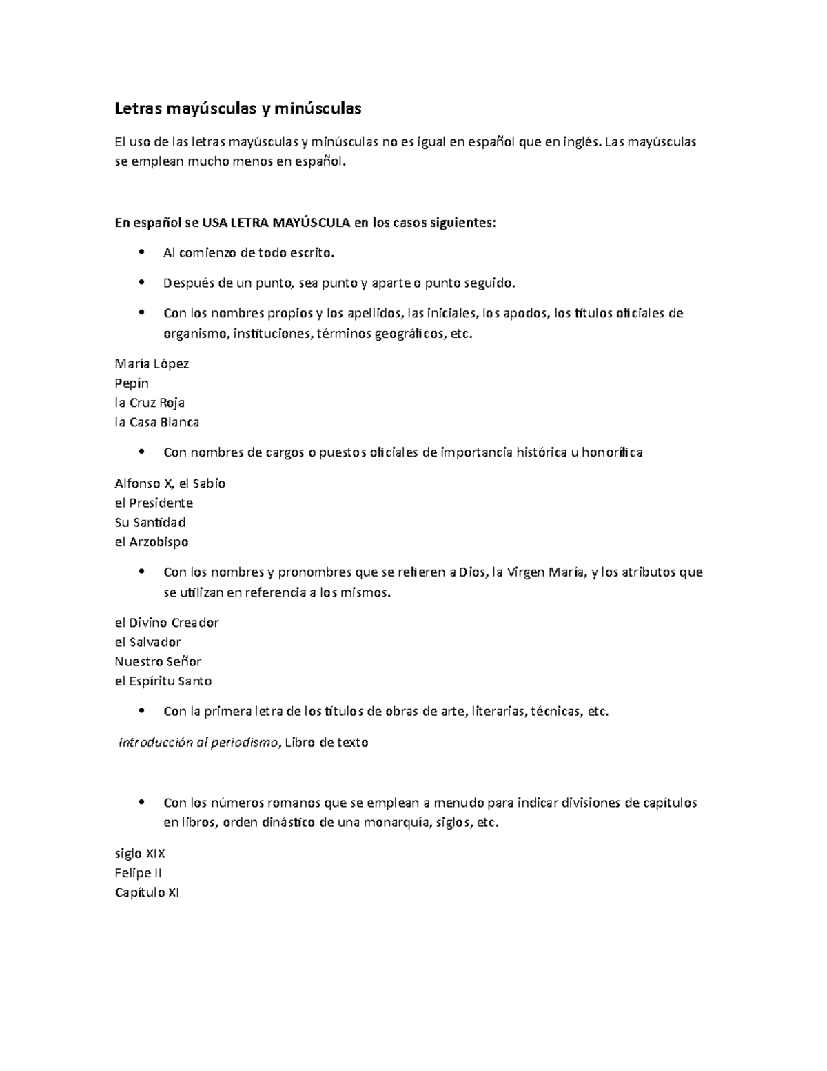 Uso de la mayùscula - Letras mayúsculas y minúsculas El uso de las ...