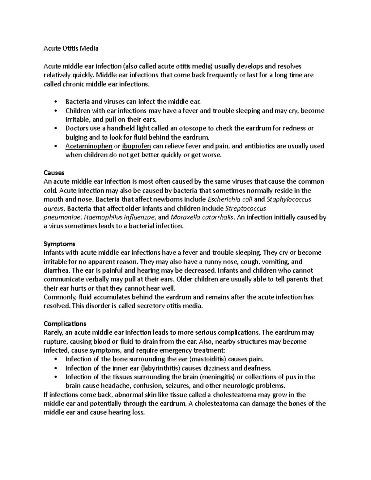 Acute Otitis Media infections - Acute Otitis Media Acute middle ear ...