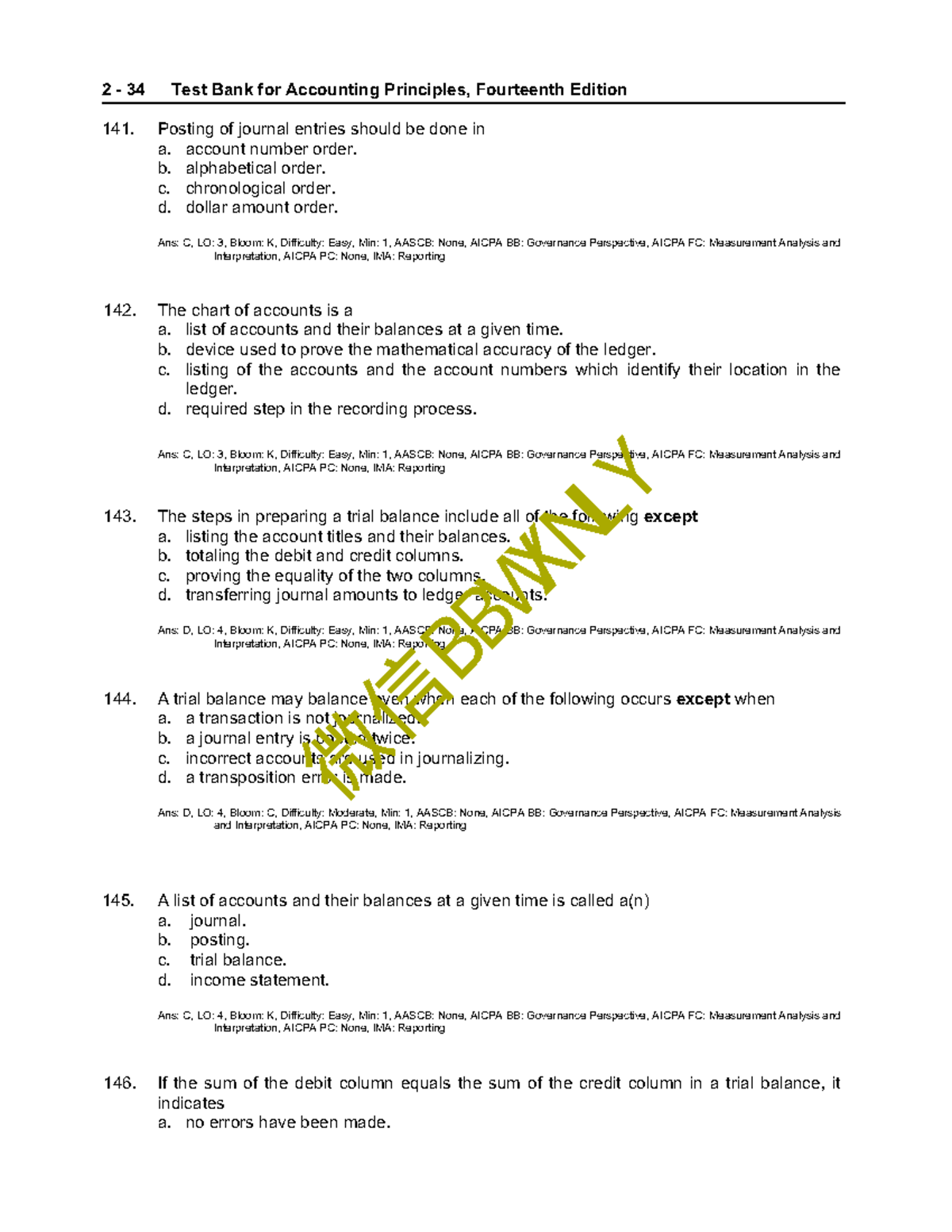 Accounting principles 14th edition by weygandt tb 127 - 2 - 34 Test ...